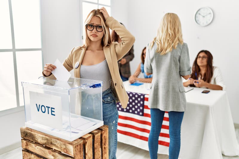 Group of Young Girls Voting at Democracy Referendum Confuse and ...
