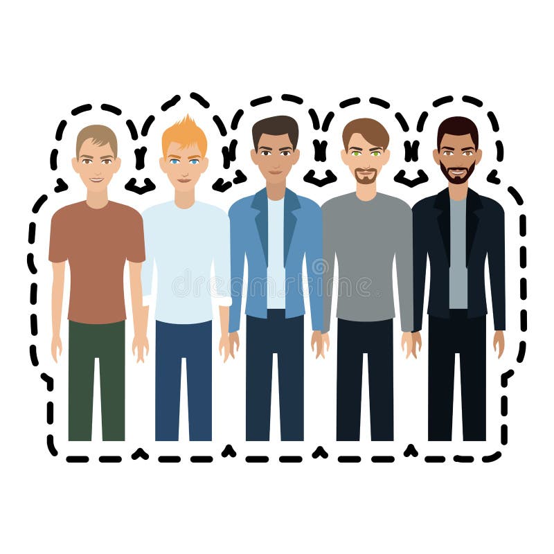 Group of Young Handsome Men Icon Image Stock Illustration ...