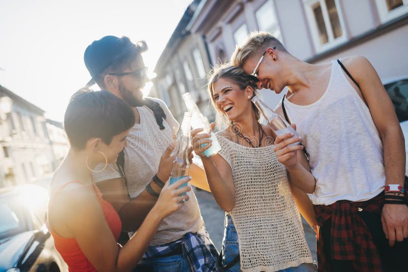 Group of Young Happy Friends Having Fun Time Stock Image - Image of ...