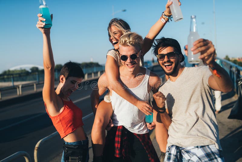 Group of Young Happy Friends Having Fun Time Stock Image - Image of ...