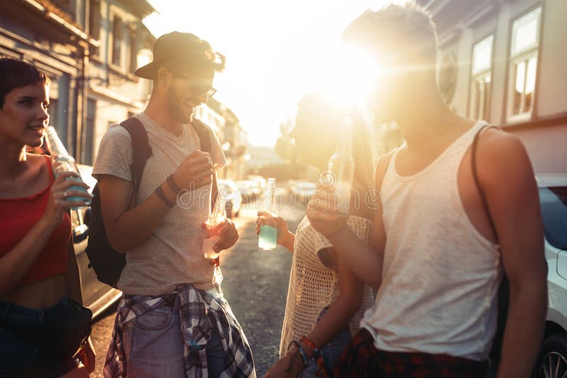 Group of Young Happy Friends Having Fun Time Stock Photo - Image of ...
