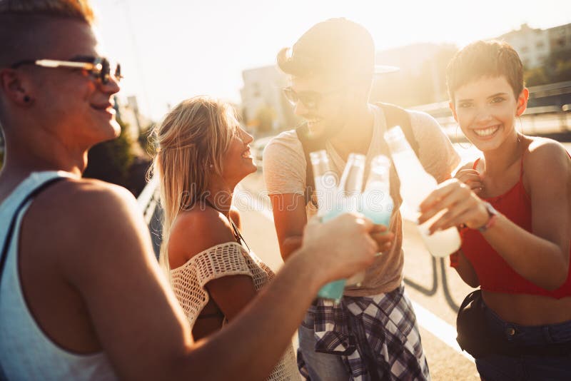 Group of Young Happy Friends Having Fun Time Stock Photo - Image of ...