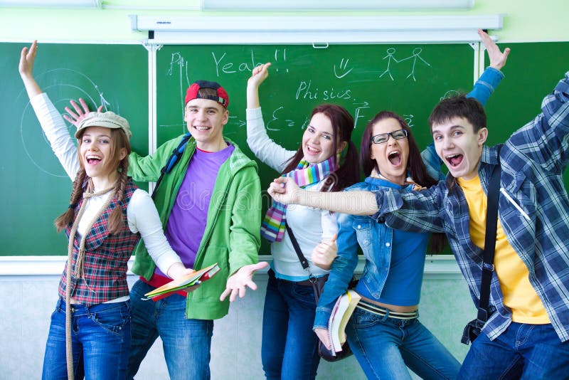 Group of Students Studying with Laptop Stock Image - Image of ...