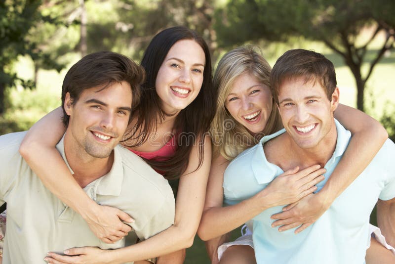 Group of Young Having Fun in Countryside Together Stock Image - Image ...