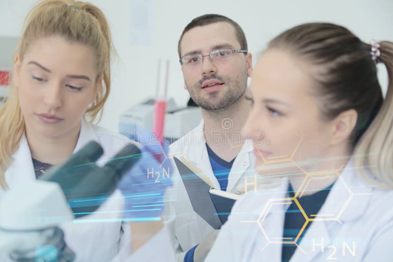 Group of Young Laboratory Scientists Working at Lab with Test Tu Stock ...