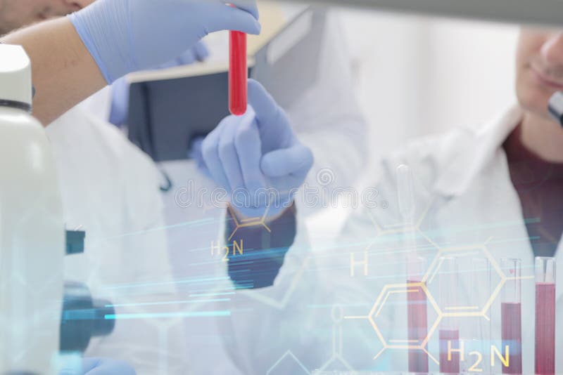 Group of Young Laboratory Scientists Working at Lab with Test Tu Stock ...