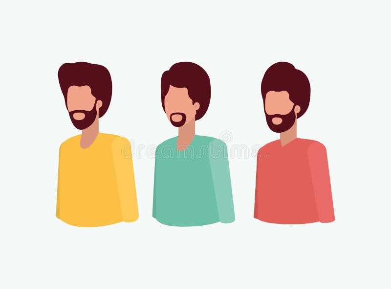 Group of Young Men Avatars Characters Stock Vector - Illustration of ...