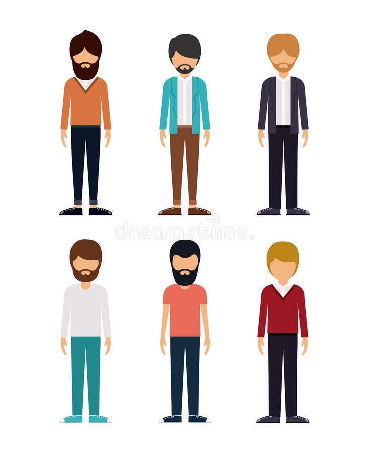 Group of young men design stock vector. Illustration of face - 71787166