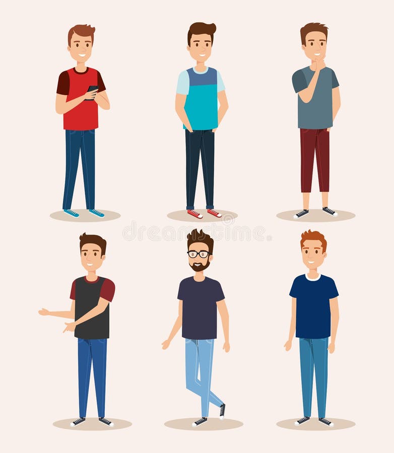 Group of young men stock vector. Illustration of human - 121685612