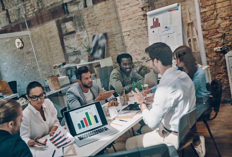 Group of Young Modern People in Smart Casual Wear Stock Image - Image ...