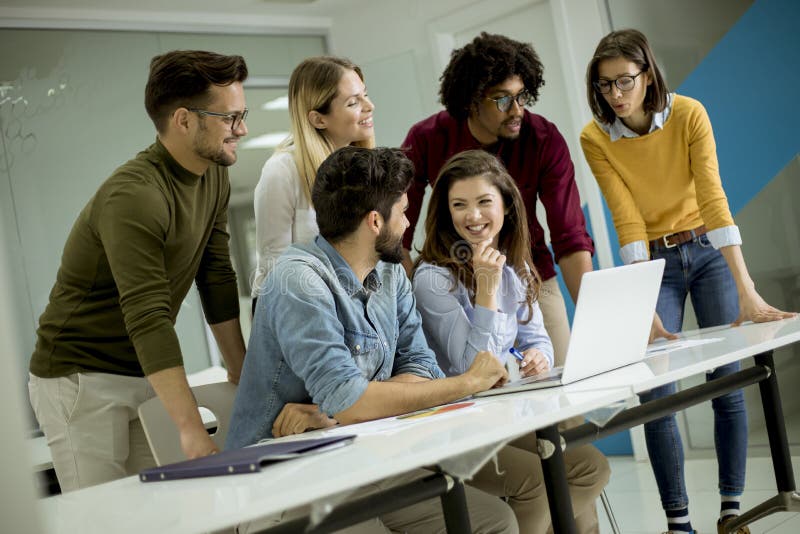 Group of Young Multiethnic Business People Working and Communicating ...