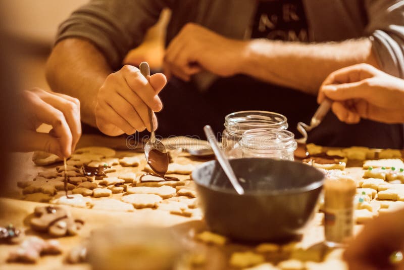 Group of Young People Baking Cookies for Christmas Stock Image - Image ...