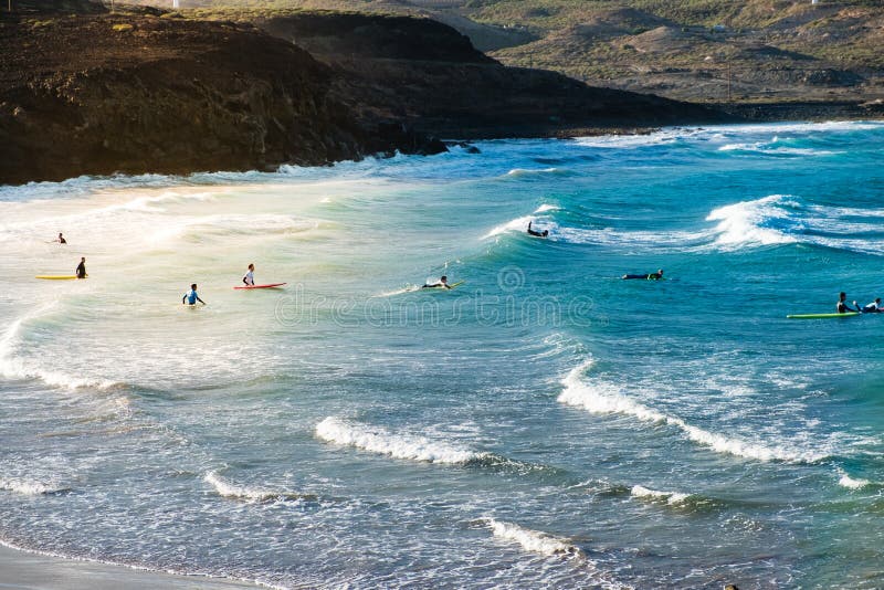 Group of Young People at Beach Going Surfing Editorial Stock Image ...