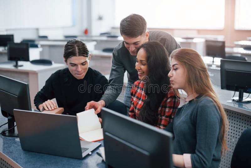 Group of Young People in Casual Clothes Working in the Modern Office ...