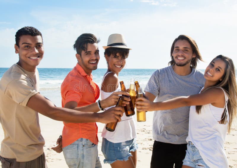 Group of Young People Celebrating Spring Break Stock Image - Image of ...