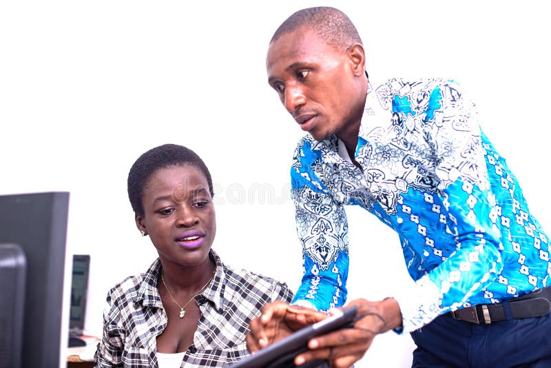 Group of Young People with Computer in an Office Stock Photo - Image of ...