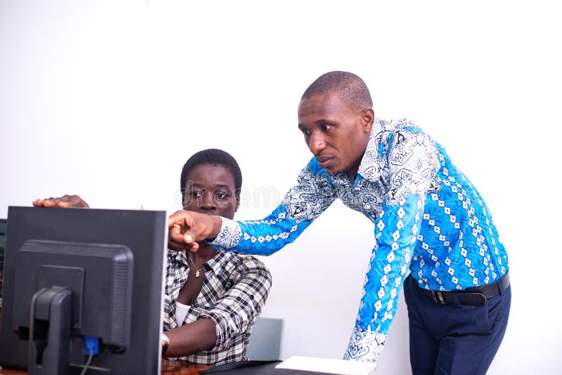 Group of Young People with Computer in an Office Stock Image - Image of ...