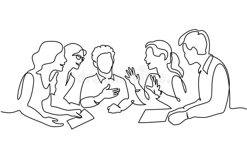 Group of Young People Discuss Interesting Task Together and Talking ...