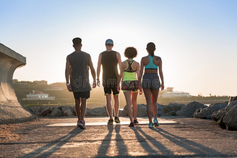 Group of Young People Doing Sports Together Outdoors Stock Image ...