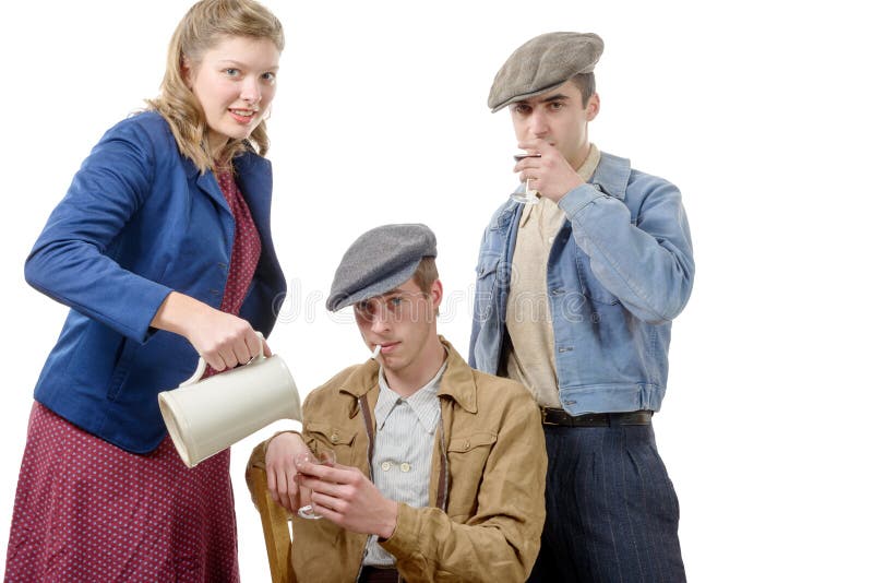 Group of Young People Drinking, Retro Style Stock Photo - Image of ...