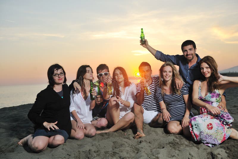 Group of Young People Enjoy at the Beach Stock Image - Image of ...