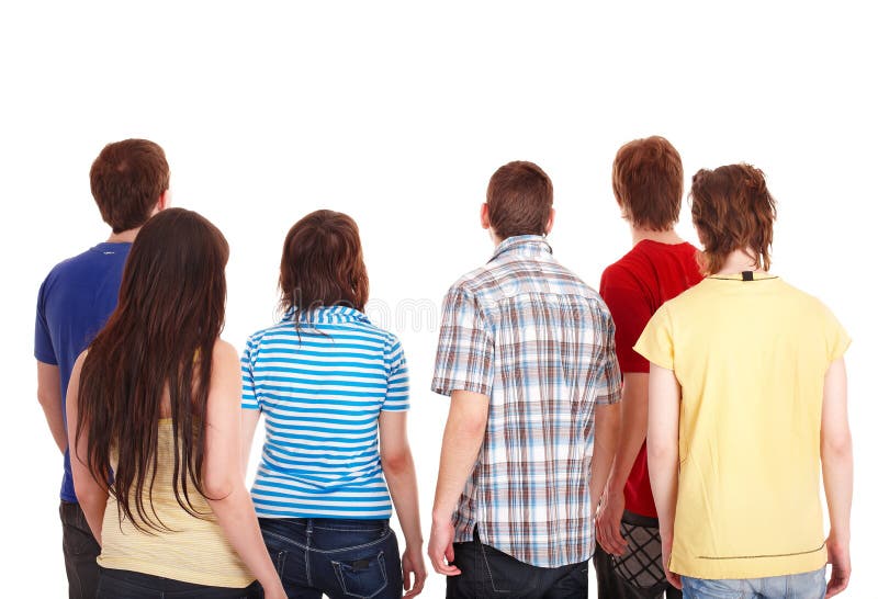 Group of Young People Go Away. Stock Image - Image of away, white: 13817469