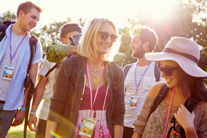 Group of Young People Going Camping at Music Festival Stock Image ...