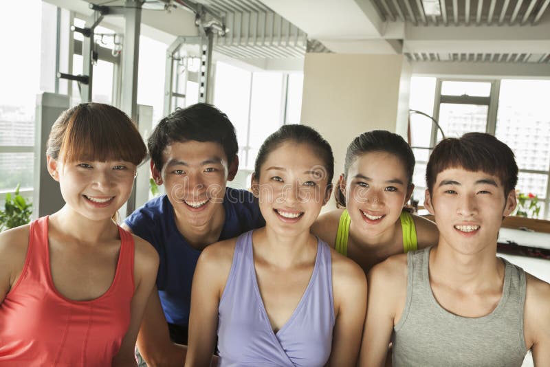 Group of Young People in the Gym, Portrait Stock Image - Image of ...