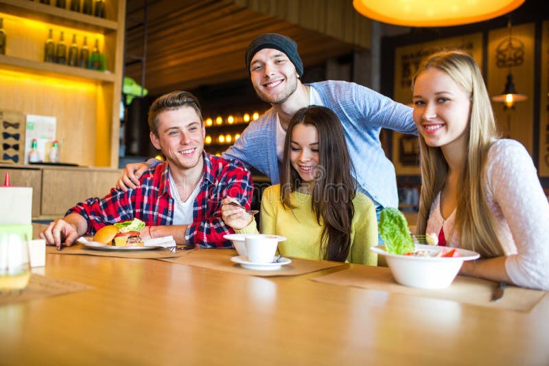 Group of Young People Having Fun in Cafe Stock Photo - Image of youth ...