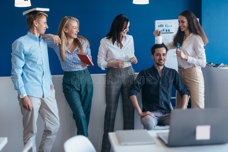 Group of Young People Having Fun in a Office Stock Image - Image of ...