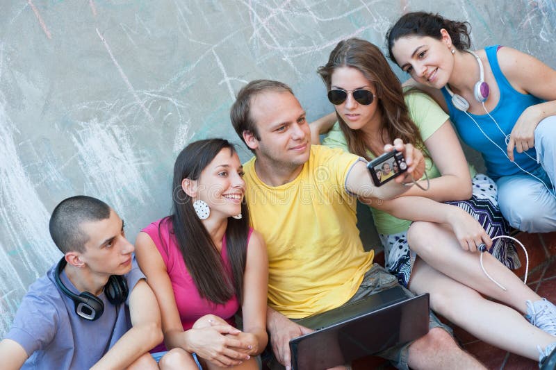 Group of Young People Having Fun Outdoors Stock Photo - Image of ...