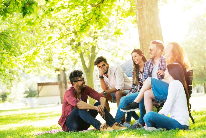 Group of Young People Having Fun Outdoors Stock Photo - Image of enjoy ...