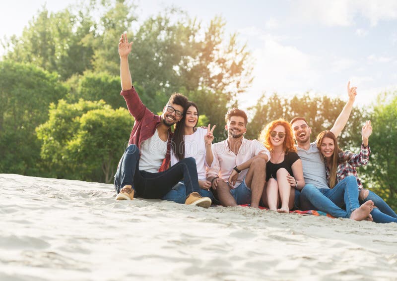 Group of Young People Having Fun Outdoors Stock Photo - Image of ...