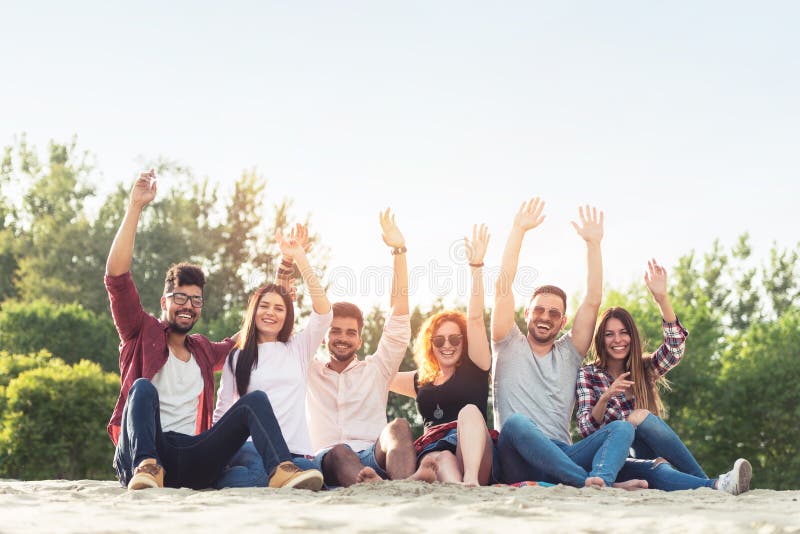Group of Young People Having Fun Outdoors Stock Photo - Image of enjoy ...