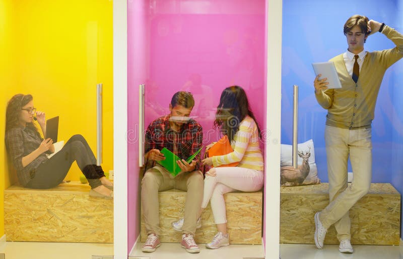 Group of Young People Having Fun, Relaxing and Working in Creative ...