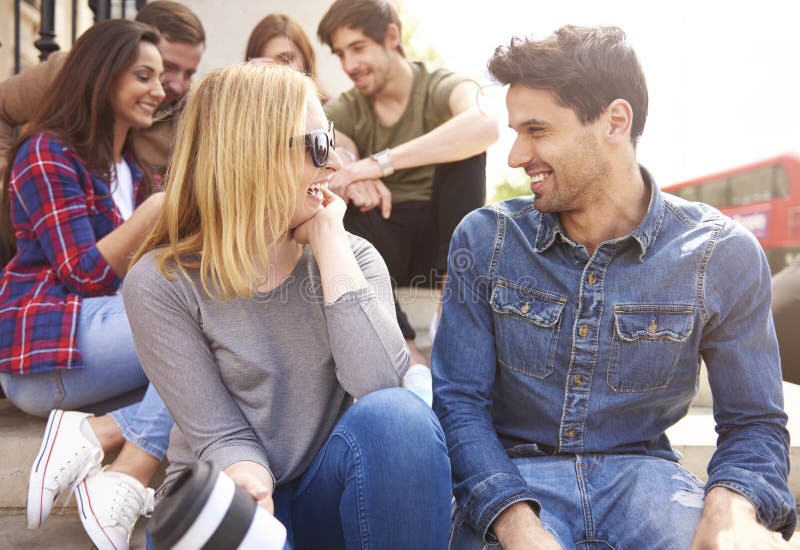 Group of Young People Having a Good Time Stock Image - Image of city ...