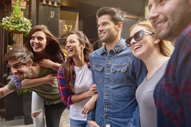 Group of Young People Having a Good Time Stock Image - Image of looking ...