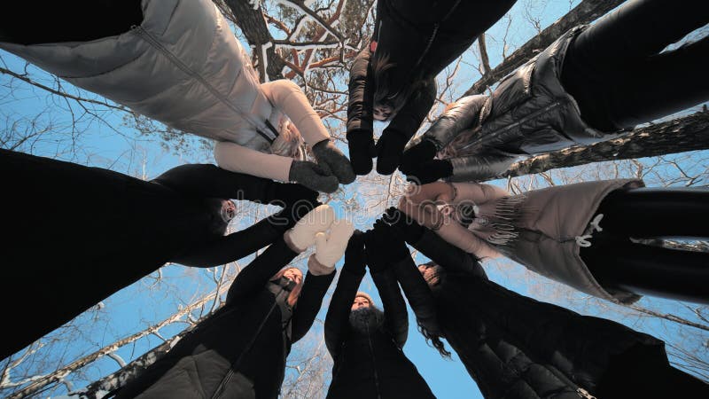 Group of Young People Having a Rest Outdoor in Winter. Stock Image ...