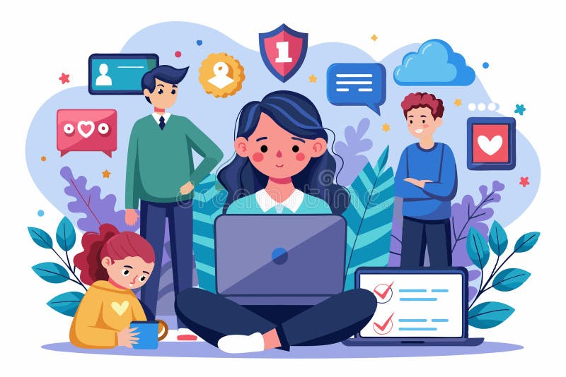 A Group of Young People Interacts in a Digital Environment ...