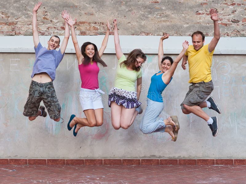 Group of Young People Jumping Stock Image - Image of sport, freeze ...