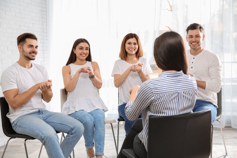 Group of Young People Learning Sign Language Stock Photo - Image of ...