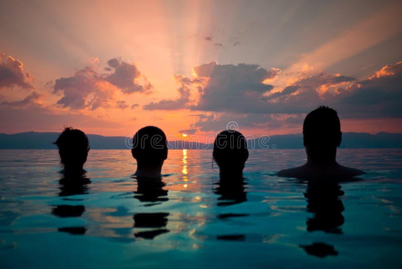 Group of Young People Looking at the Sunset Stock Photo - Image of ...