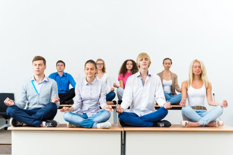 Group of Young People Meditating Stock Image - Image of meditate ...