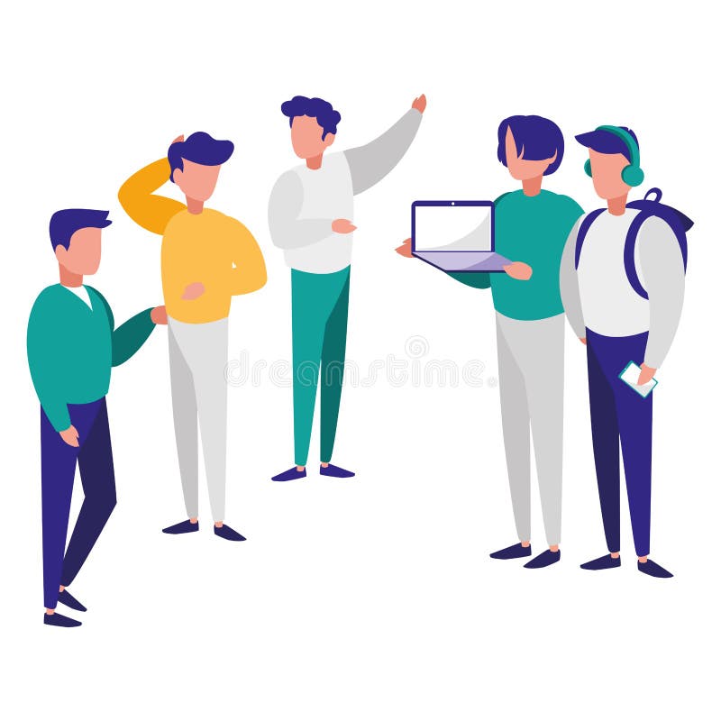 Group of Young People Modeling Characters Stock Vector - Illustration ...