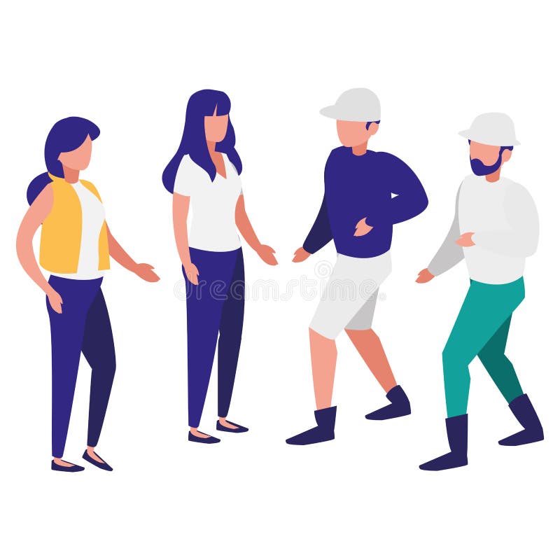 Group of Young People Modeling Characters Stock Vector - Illustration ...