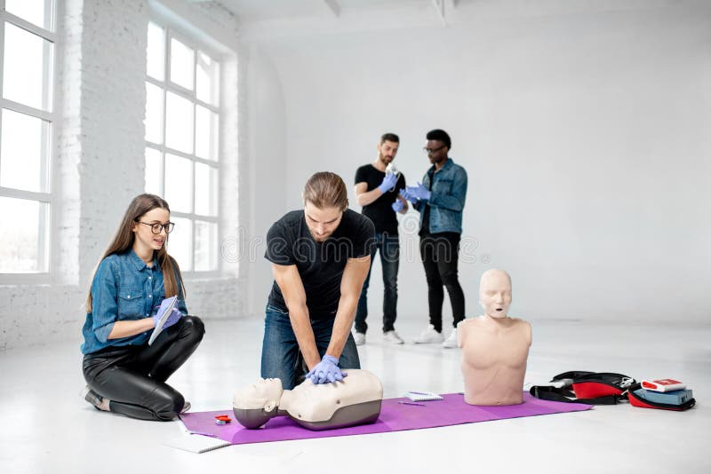 Group of Young People during the First Aid Training Stock Image - Image ...