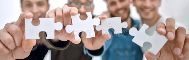 Group of Young People with Puzzle Pieces Stock Photo - Image of ...