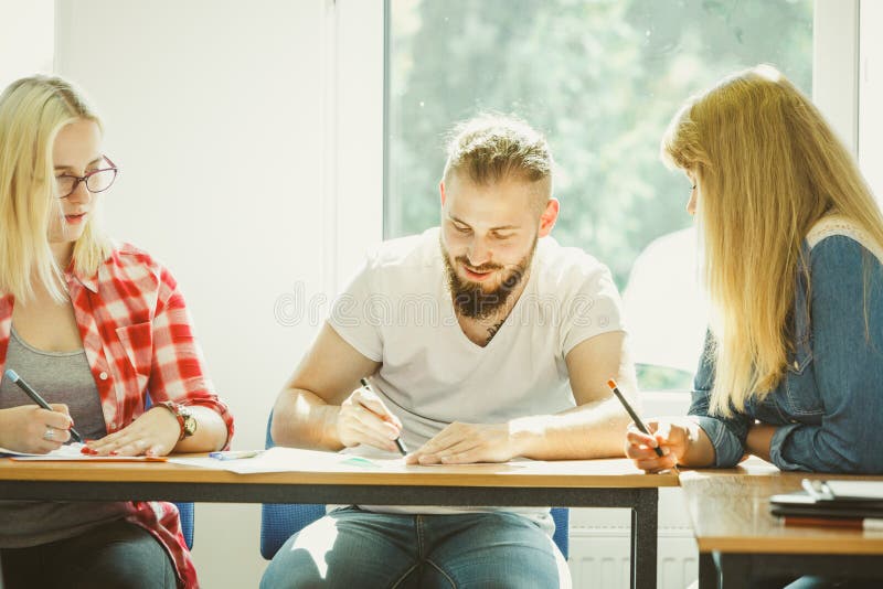 Group of students in class stock image. Image of happy - 110163527