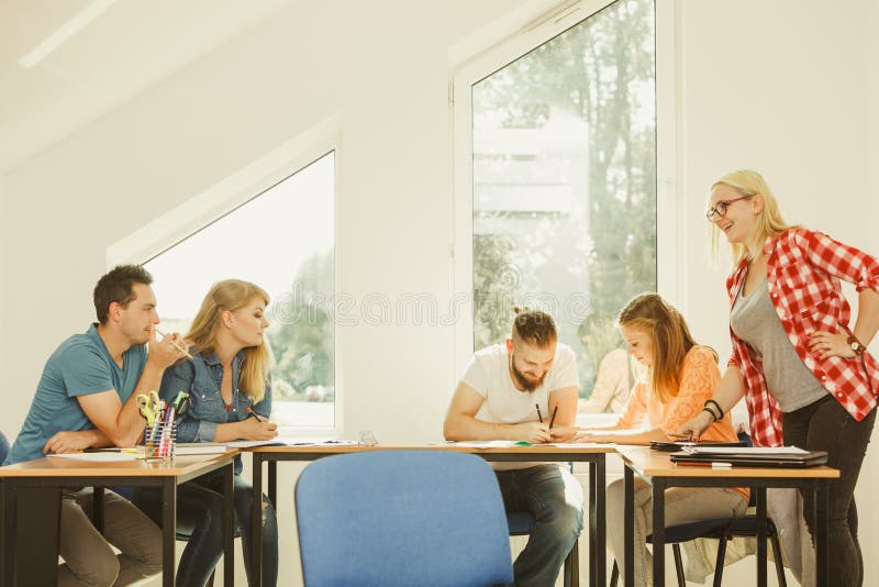 Group of students in class stock image. Image of school - 151526111