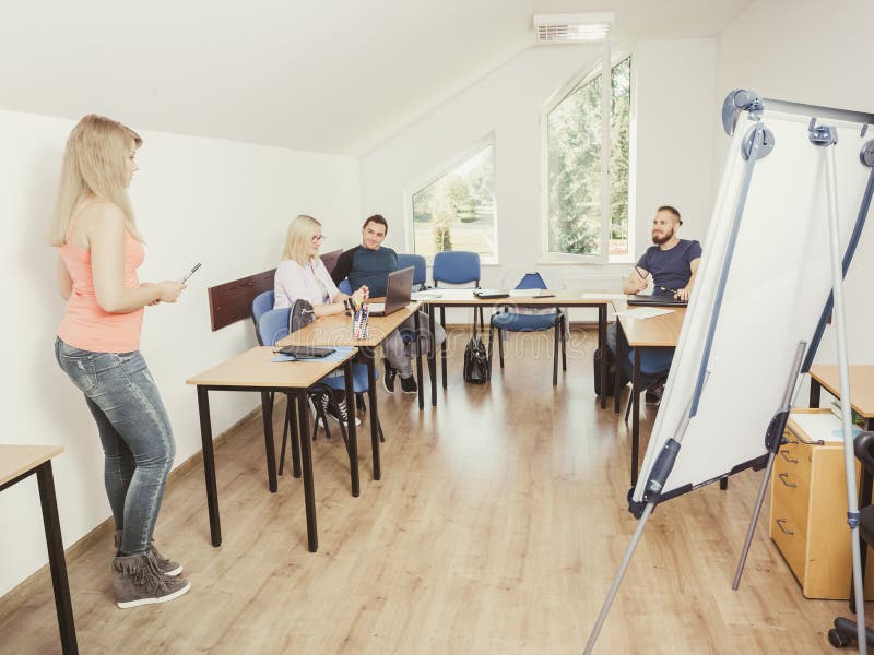 Group of students in class stock photo. Image of university - 120587290